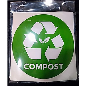 Compost Bin Vinyl Stickers for Kitchen and Outdoor Bins 5in 5 Pack Premium Self Adhesive Vinyl Labels Weatherproof UV Resistant Compost Stickers