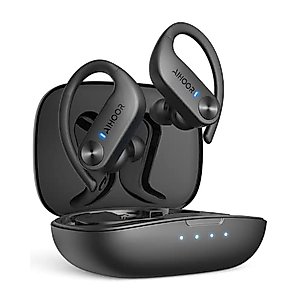 AIHOOR Wireless Earbuds with Earhooks for Sport, iOS & Android Phone, IPX5 Waterproof Bluetooth 5.0 Headphones with Extra Bass, 36hr Playtime Earphone with Charging Case for Running Gym Yoga Workout