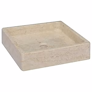 Sink Cream 15.7"x15.7"x3.9" Marble,Modern Marble Sink EyeCatching Basin for Bathroom and Washroom Bath Fixtures，Bathroom Sinks