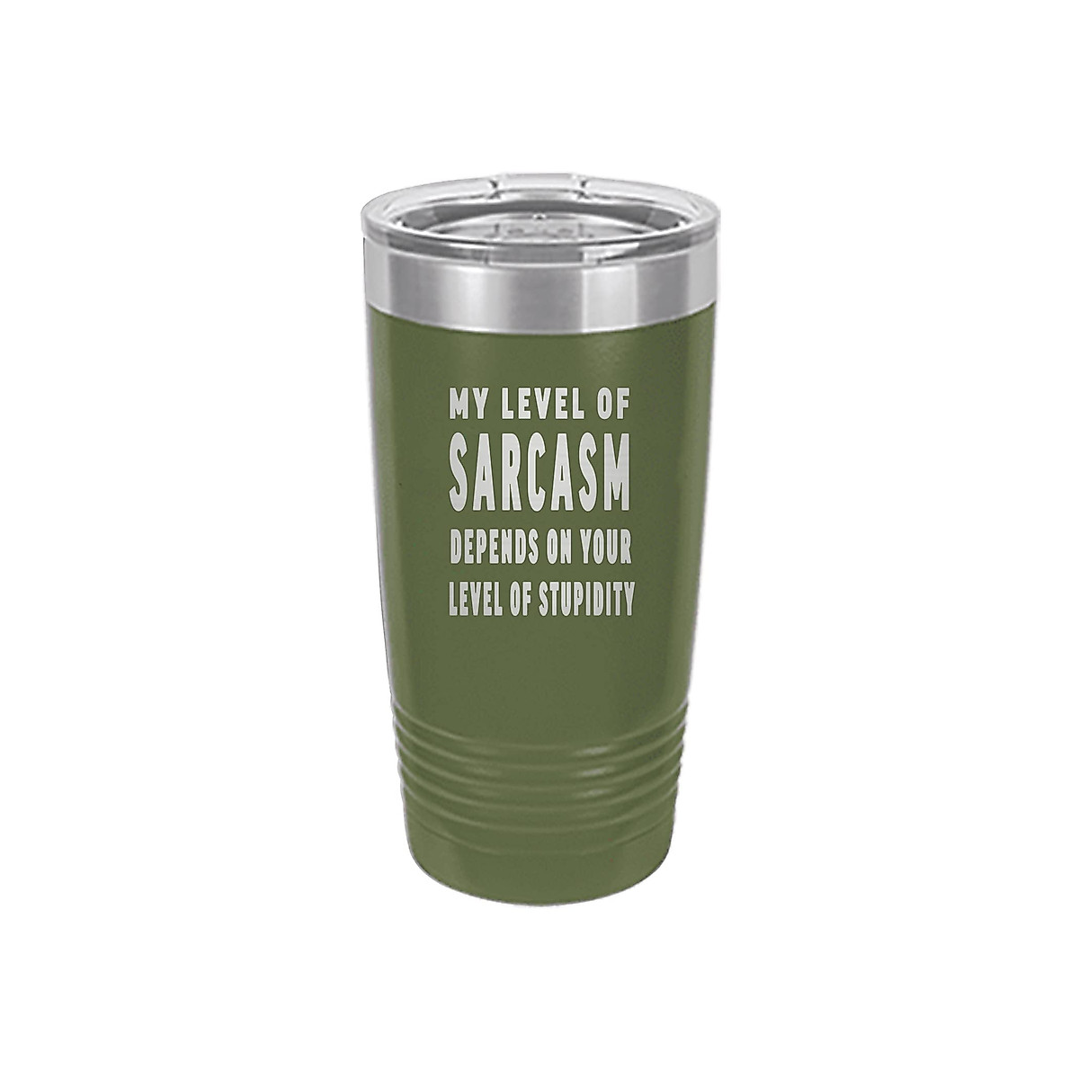 Rogue River Tactical Funny Sarcastic Office Work 20 Oz. Travel Tumbler Mug Cup w/Lid Vacuum Insulated Hot or Cold Level of Sarcasm (Green)