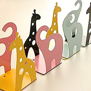 Loupdeloup Cute Bookends, Non Skid Elephant Animal Book Ends for Shelves Decorative for Kids Blue 1 Pair