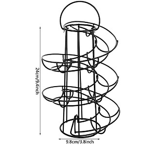 ShanLily Metal Egg Skelter Spiral Design Egg Dispenser Rack Holder With Storage Basket For Countertop Kitchen