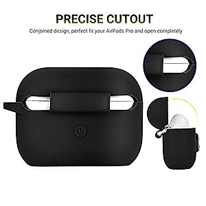 Maxjoy for Airpods Pro Case Cover, Cool Cute Air Pod Pro Case for Women Men Cartoon Silicone Protective iPod Pro Cover with Lanyard Keychain Compatible Airpods Pro Charging Case, Black