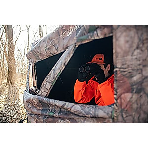 Muddy Outdoors Hunting Easy Set-Up Portable Concealable Black-Backed Water Resistant Epic Camo Prevue Ground Blind, 2-Person