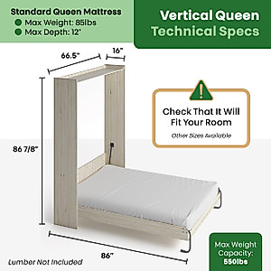 DIY Murphy Bed Kit Queen | Murphy Bed Hardware Kit Queen for Wall Bed, Cabinet Murphy Bed Queen Kit Vertical, Vertical Murphy Bed Queen Frame, Deluxe Murphy Bed Mechanism Kit with Bonus Tools