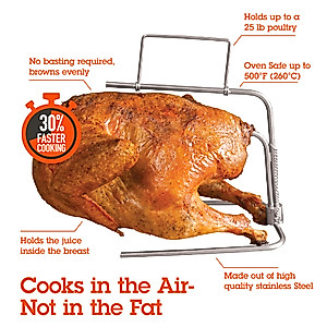 Camerons Turkey Roaster - Original Upside Down Turkey Dunrite Stainless Steel Cooker - Keeps Juices Inside Meat, Not Outside the Pan - Great for Cooking Roasts & Poultry Dinners - Barbecue Grill Gift