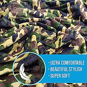 Electric Heated Throw Blanket Fleece with Controller, 50" x 60" , 4 Hours Auto Shut-Off, Fast Warming, Full-Body Comfort, Luxuriously Soft, Machine Washable (Camo)