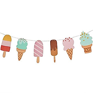 Ice Cream & Popsicle Paper Party Garland, Streamer Decor For All Events - 10 Feet Long Per Garland (1-PACK)
