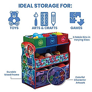 Delta Children 6 Bin Design and Store Toy Organizer - Greenguard Gold Certified,PJ Masks
