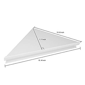 evron Wall Mount Corner Shelf,Easy to Install Metal Front Floating Corner Shelf with Self-Adhesive Tapes (White Frosting Right-Angled Set of 2)