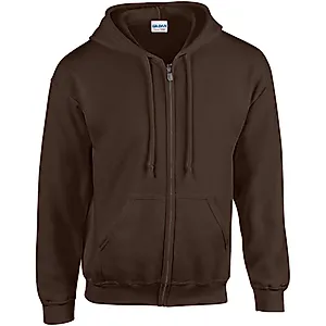 Gildan Heavy Blend Unisex Adult Full Zip Hooded Sweatshirt Top (2XL) (Dark Chocolate)
