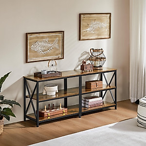 Yaheetech TV Stand for 65 Inch TV, Wood Entertainment Center for Living Room, 3 Tiers TV Media Console Table for Bedroom, Rustic Brown