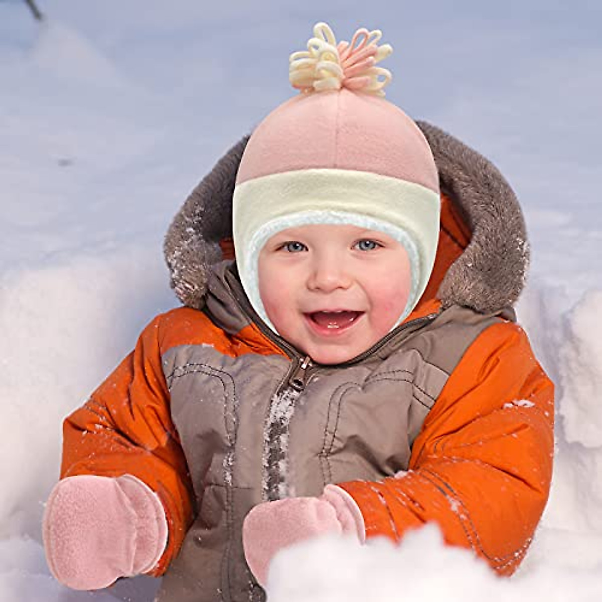 Baby Girl Winter Hat Pink Infant Winter Hat and Mitten Set Warm Baby Girl Hats Baby Winter Mittens Baby Hats 6-12 Months