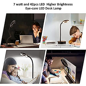 Chener Smart Voice Control Desk Lamp, Hand Free No Networking Required, Warm/Day/Cool White 3 Lighting 5 Brightness USB+AC Dimmable Desk Light, Eyes Care Flexible Gooseneck Table Lamp Night Light