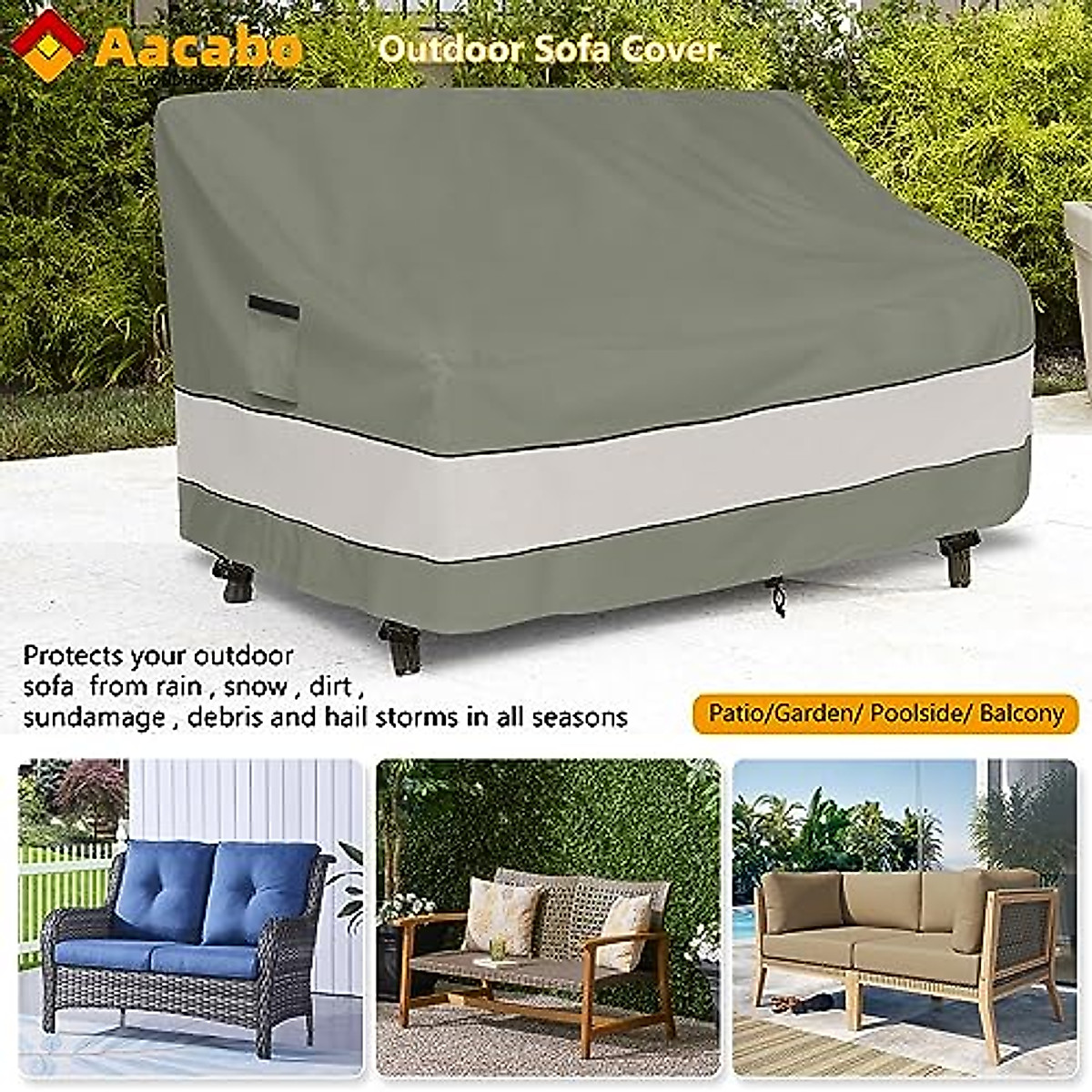 Outdoor Sofa Cover,Patio Loveseat Cover,2-Seater Sofa Cover,Waterproof Heavy Duty Patio Furniture Covers,58W x 32.5D x 31H Inches