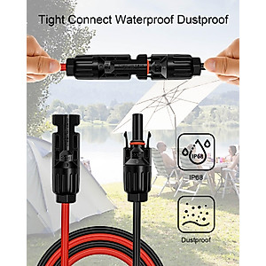 HUQUZN 10AWG 12FT Solar Panel Extension Cable Compatible with Ads Port Adapter and Solar Connector, Solar Charger Cable Kit for Portable Solar Generator Power Station RV, Vertical