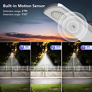 SMARTCITYNOMO Solar Street Lights Outdoor Waterproof - Dusk to Dawn Outdoor Yard Lighting with Motion Sensor, Remote Control, 6500K Daylight 2500lm, Area Flood Light for Parking Lot, Driveway