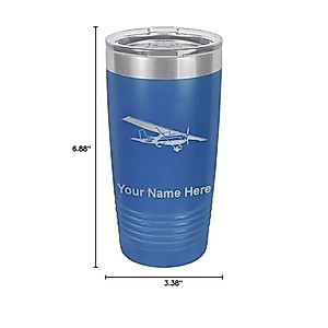 LaserGram 20oz Vacuum Insulated Tumbler Mug, High Wing Airplane, Personalized Engraving Included (Dark Blue)