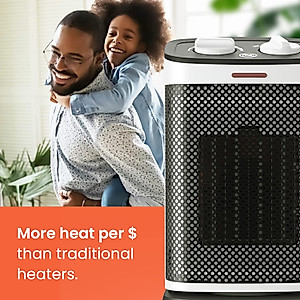 Pro Breeze Oscillating Ceramic Space Heater 1500W – Heater Fan with 6 Operation Modes, Adjustable Thermostat, Overheat Protection and Tip-over Switch – Fan Heater for Home Office, Bedroom, Desk