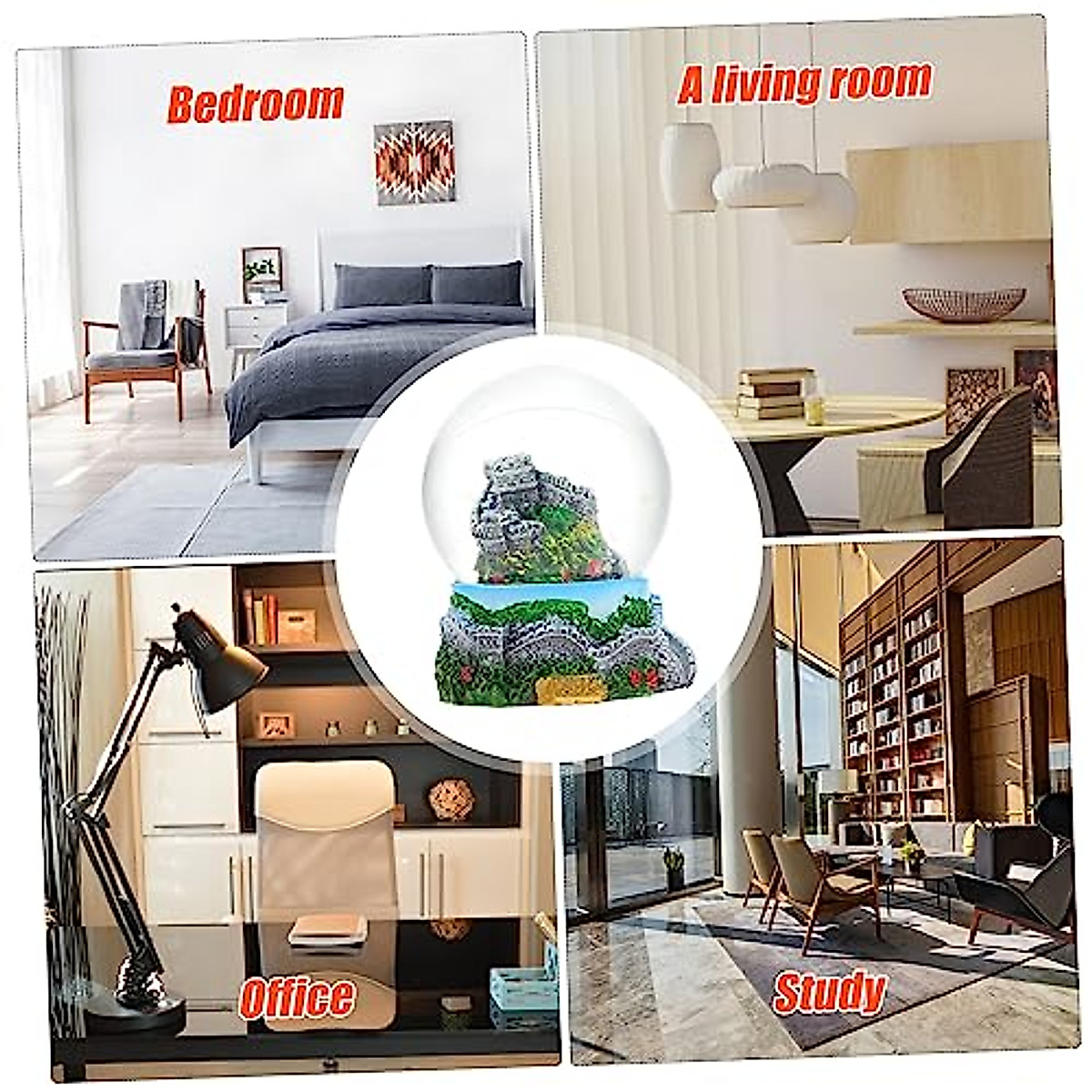 NOLITOY 1pc Great Wall Crystal Ball tablescape Decor Christmas Ornaments Chinese Decor Clear Snow Globe Crystal Snow Globe Nativity Snowglobe Tourist Attractions Crystal Ball Water Desktop