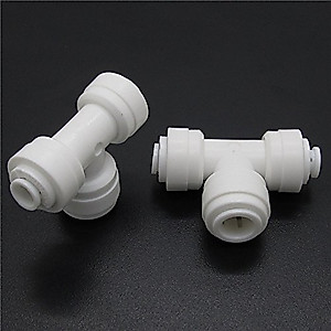 Quick Connect 1/4-Inch-1/4-Inch-3/8-Inch Tee Union for Reverse Osmosis RO Water Filter Pack of 5