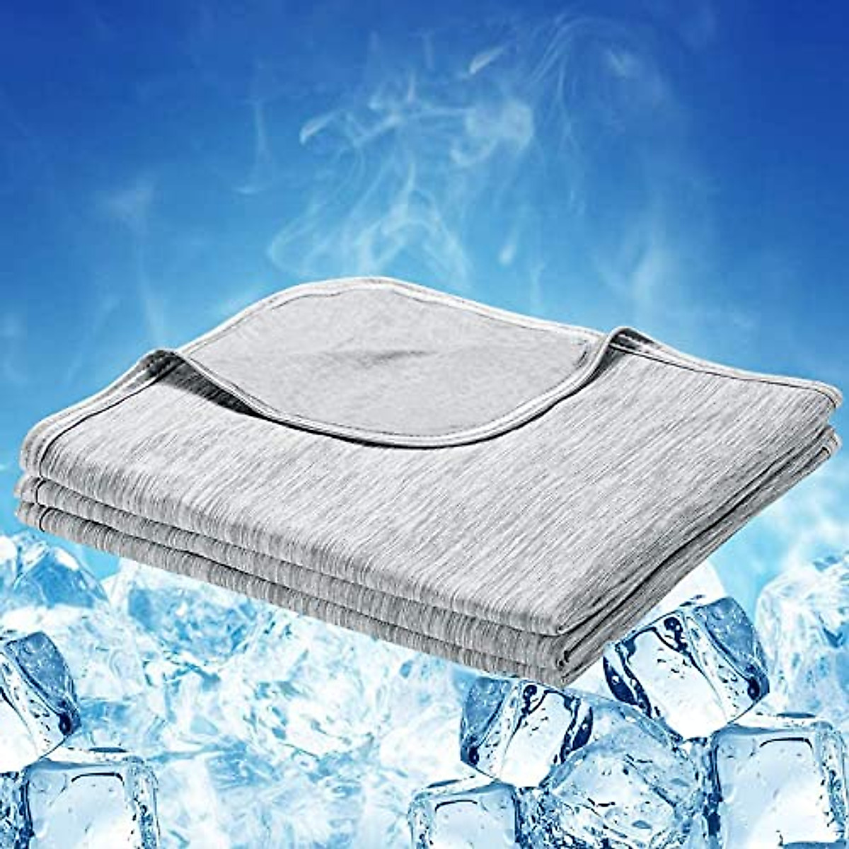 LUXEAR Cooling Blanket for Hot Sleepers Night Sweats Japanese Q-Max>0.4 Arc-Chill Cooling Fiber Keep Adults/Children Cool All Night Twin Size Cool Summer Blanket 59 X 79in -Gray