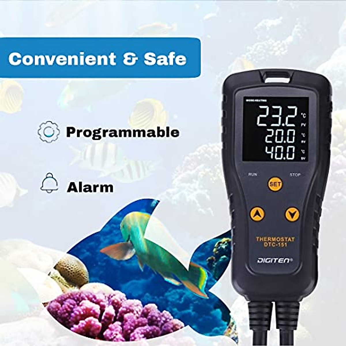 DIGITEN Temperature Controller Heat Mat Thermostat Outlet DTC151 Digital Temperature Controller 110V 15A Reptile Thermostat Greenhouse Thermostat Aquarium Temperature Controller Heating Cooling Mode