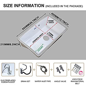 White Utility Sink Laundry Tub Bathroom Sink, High Back Wall Mounted Washing Hand Basin 26.7-inch Farm Style for Washing Room Garage and Basemen (Color : White-B, Size : 68x40x21cm)