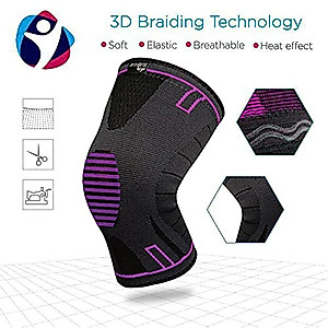 ArthritisHope Knee Compression Sleeve for Men and Women - Compression Brace for Meniscus, Arthritis Pain Relief & Joint Support. Boosts Circulation, Offers Comfort & Stability. Expanded Sizes for Plus-Sized Thighs & Large Legs (Purple, 6XL)