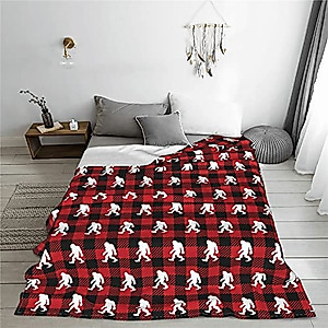 Buffalo Check Tartan Plaid Scots Style Clan Bigfoot Christmas Full Fleece Throw Cloak Wearable Blanket Flannel Fluffy Comforter Quilt Nursery Bedroom Bedding King Size Plush Soft Cozy