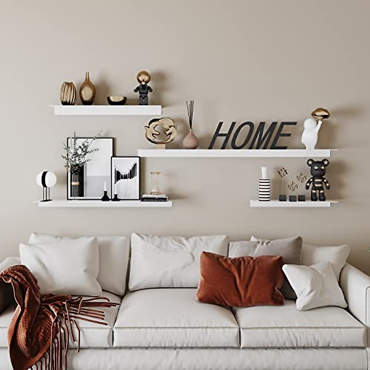 Veefos Floating Shelf Bathroom Shelf Wall Mounted, Metal Small Wall Shelf Bathroom Storage Shelf Bathroom Organizer for Vanity, Aluminum, White(1 Pack, 11.6 inch)