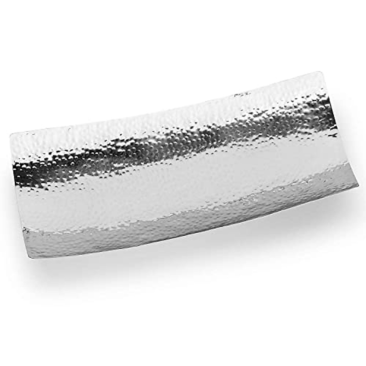Colleta Home Rectangular Stainless Steel Serving Tray- Silver Serving Tray and Platters- Decorative Centerpiece- Hammered Tray