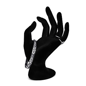 Flexzion Hand Jewelry Holder Female Mannequin Hands Holder for Bracelet, Watch, Hand Ring Holder, Mannequin Arm Form Model, Hand Stand for Jewelry Display, Velvet Hand Mannequin, Black Velvet