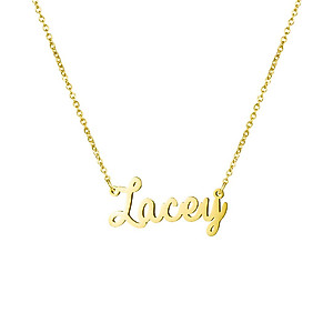 Awegift Women Jewelry Name Necklace Big Initial Gold Plated Best Friend Women Gift for Her Lacey