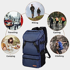 VGCUB Large Travel Camping Hiking Backpack,Lightweight Waterproof Outdoor Sports Rucksack Gym Carry on Backpack Daypack for Women Men Traveling, Jewel blue