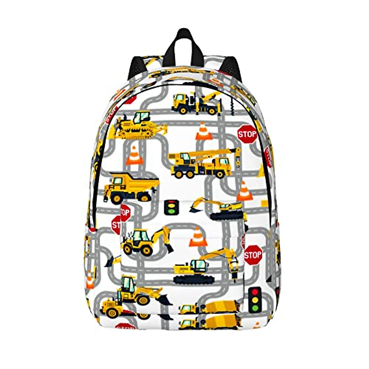 UMTRTLL Truck Car Canvas Backpack Cute Casual Backpacks Construction Pattern Bookbag Daypack Sports Travel Bag For Toddler Teen Boys Girls Men Gifts (Small)