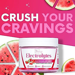 Zero Sugar - Watermelon Candy Electrolytes Powder - Refreshing Hydration - Caffeine Free Energy with All Natural Ingredients - Vegan, Keto and Paleo - Sugar Free Electrolytes Drink Mix - 30 Servings