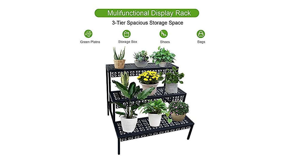 3 Tiers Metal Plant Stand - Indoor & Outdoor Garden Organizer