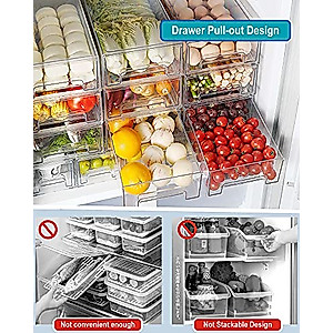 AYOTEE Refrigerator drawer organizer Fridge clear stackable drawers Organizer Bins stackable fridge storage bins drawers for Fridge,Freezers(LARGE)