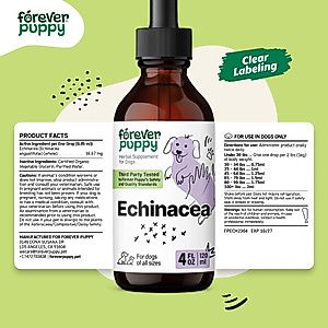 Echinacea for Dogs - Immune Supplement for All Breeds & Sizes - Immunity Support w/Echinacea Herb - Liquid Dog Vitamins and Supplements for Pets - 4 oz