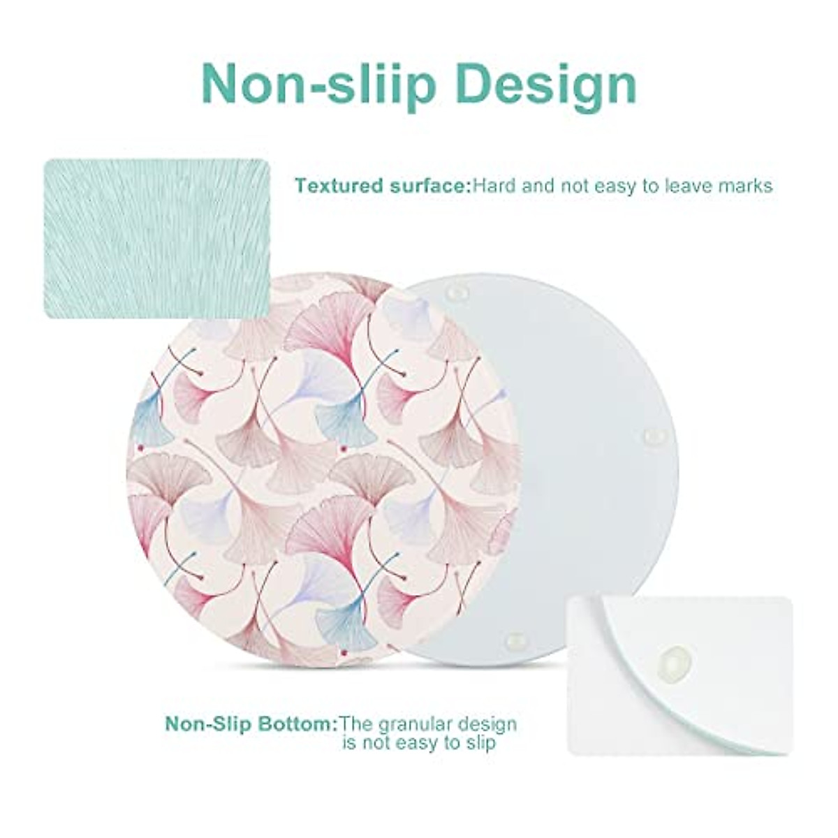 Ginkgo Biloba Leaves Glass Cutting Board Round Kitchen Decorative Chopping Blocks Mats Food Tray for Men Women