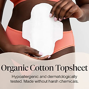 Cora Organic Pads | Ultra Thin Period Pads with Wings | Regular Absorbency | Ultra-Absorbent Sanitary Pads for Women | 100% Organic Cotton Topsheet (18 Count)