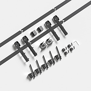 EaseLife 6 FT Cabinet Mini Sliding Double Barn Door Hardware Track Kit,Easy Install,Slide Smoothly Quietly,Apply for Storage Window TV Stand and Other Shielding (No Cabinet)