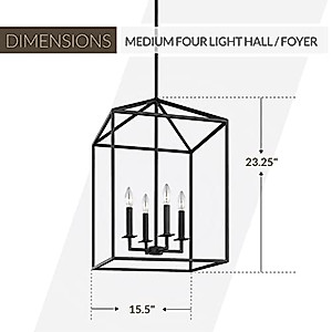 Generation Lighting 5115004-112 Perryton Medium Four - Light Hall/Foyer Hanging Modern Fixture, Midnight Black