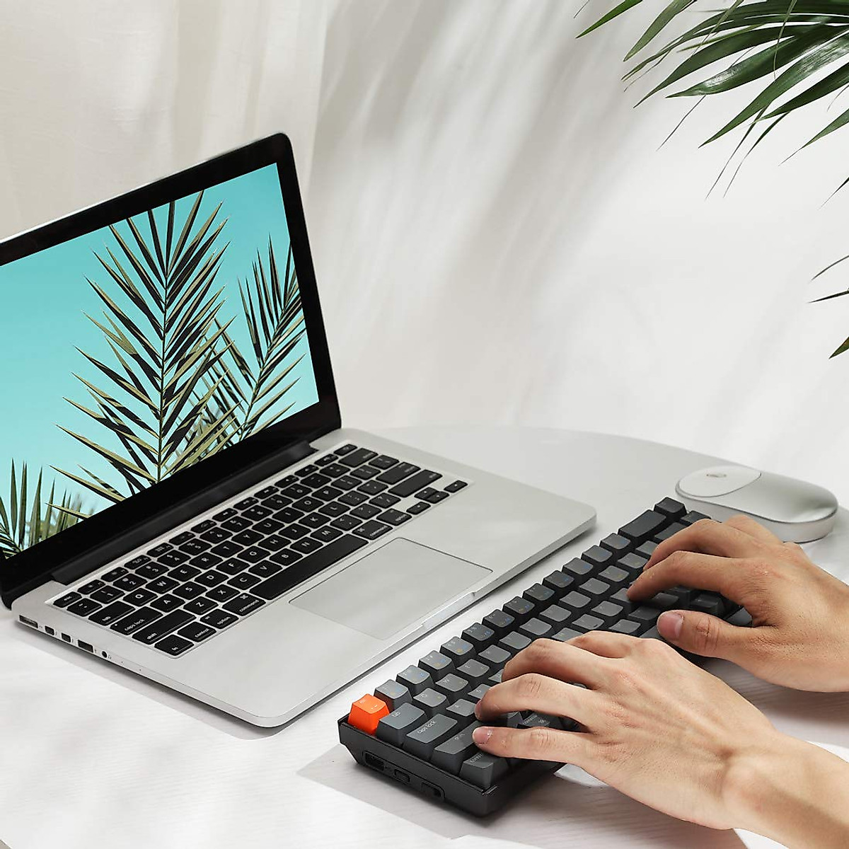 Keychron K6 Hot Swappable Wireless Bluetooth 5.1/Wired Mechanical Gaming Keyboard, 65% Compact 68-Key RGB LED Backlight/Gateron G Pro Blue Switch/Rechargeable Battery Compatible with Mac Windows