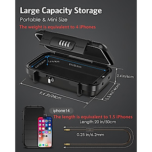 AMIR Portable Safe Box, Combination Security Case LockBox with Code, Waterproof Anti-Theft Mini Travel Safe Box with Removable Chain, Portable Lock Box for Home,Office