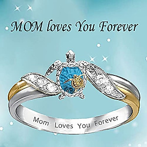 Sterling Silver Turtle Ring Starfish Blue Opal Rings Adjustable Band Sea Turtle Jewelry Cute Rings for Women