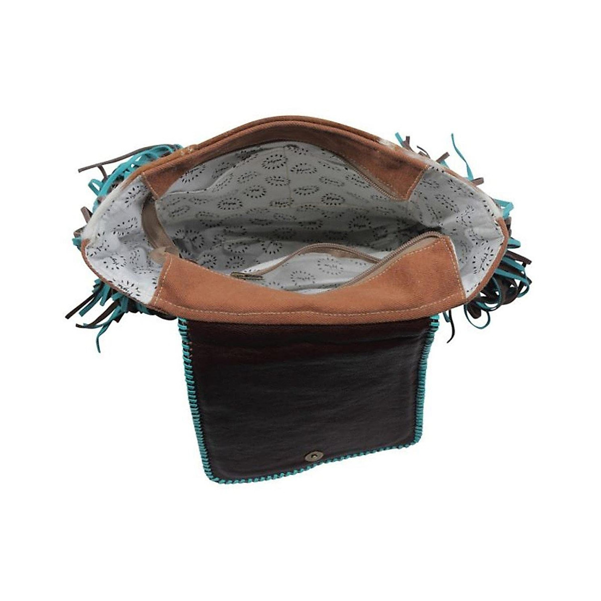 Myra Bag Women's Southwestern Hair-On Hide Fringe Backpack Multi One Size