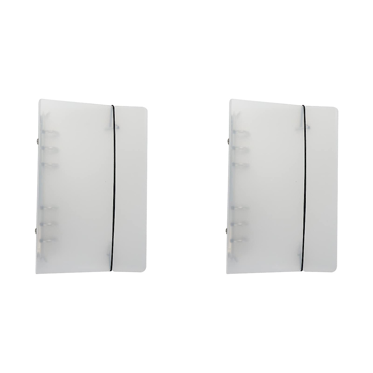 WDONAY 2 Pcs Translucent 6-Rings Binder Protector Cover Plastic Binder Protector Covers A5 Refillable Loose Leaf Folders Shell with Rubber Bands (6.89" x 9.45")