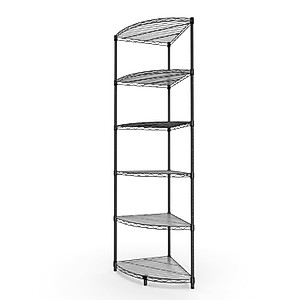 Corner Shelf Wire Shelving Unit, 6 Tier NSF Metal 420lbs Capacity Heavy Duty Adjustable Storage Rack with Shelf Liners for Closet Kitchen Bathroom Garage Basement, 72" H x 18" L x 18" D - Black